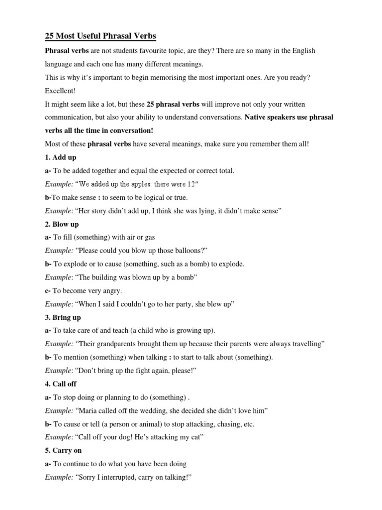 25 Most Useful Phrasal Verbs | PDF