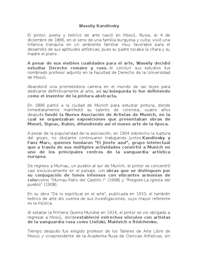 Kandinsky (Biografía) | PDF | Wassily Kandinsky | Vanguardia