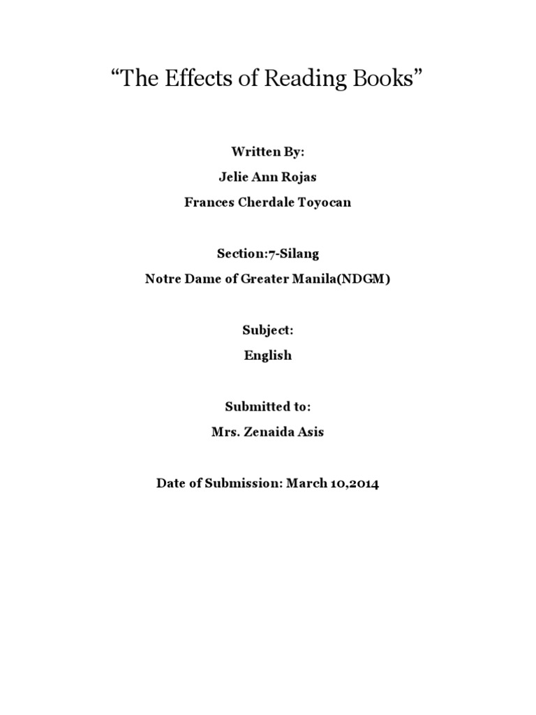 The Positive Impacts of Reading: An Analysis of the Cognitive ...