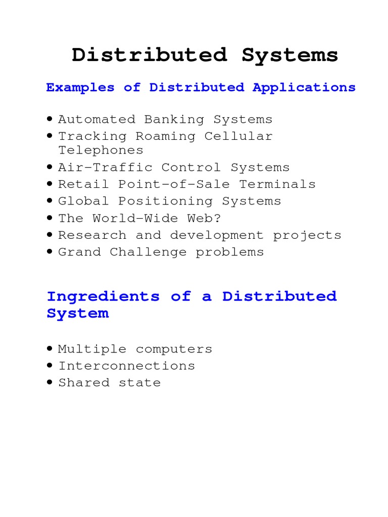 Distributed Systems: Ingredients of A Distributed System | PDF | Distributed Computing ...