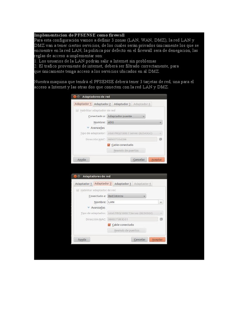 Implementacion de PFSENSE Como Firewall | PDF | Cortafuegos (informática) | Servidor proxy