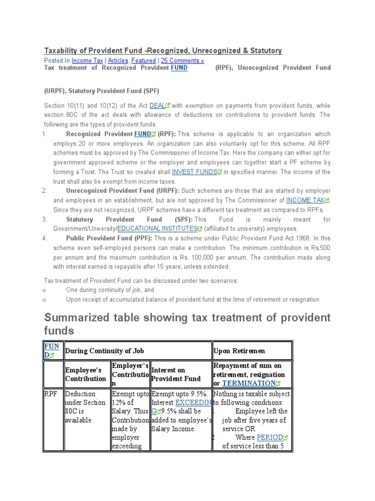 Taxability of Provident Fund | PDF | Payments | Government