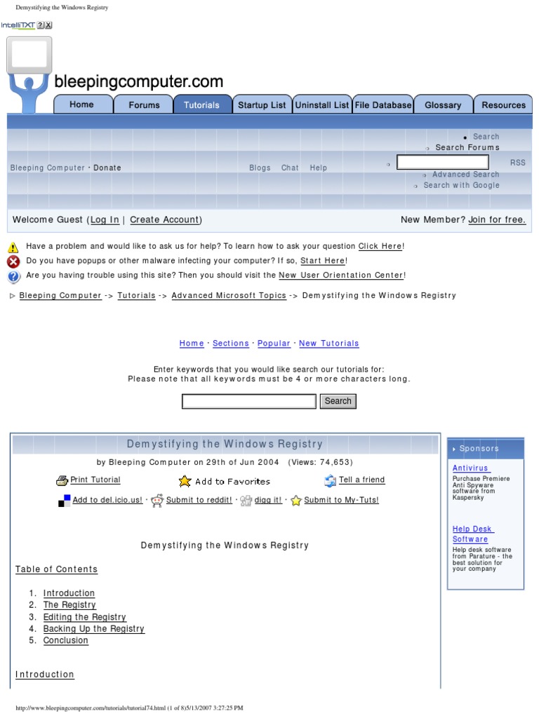 Demystifying The Windows Registry | PDF | Windows Registry | Microsoft ...