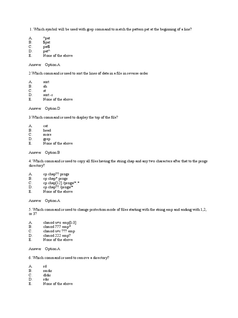 Unix Mcqs | PDF | Command Line Interface | Computer File