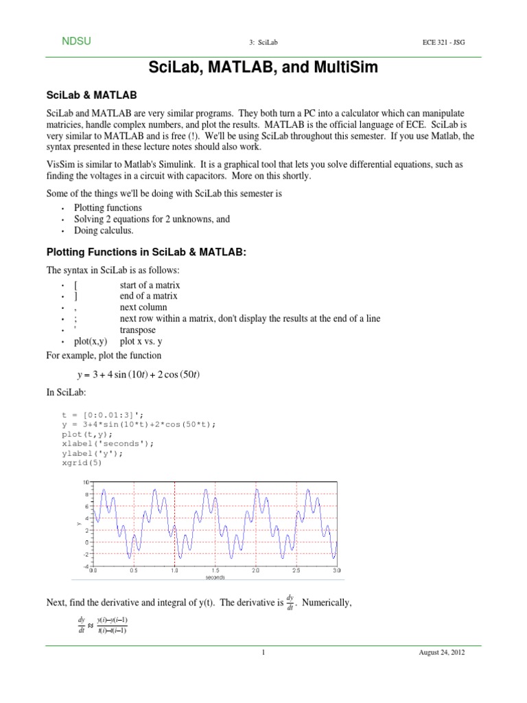 02 Scilab and VisSim PDF | PDF | Matlab | Matrix (Mathematics)