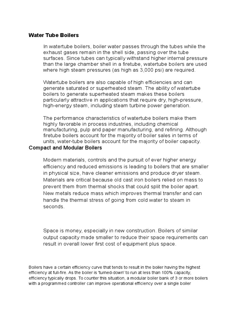 Water Tube Boilers: Compact and Modular Boilers | PDF