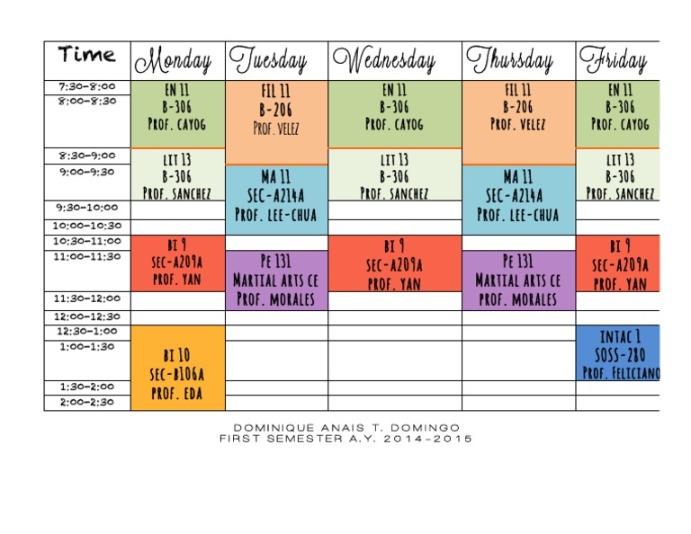 Monday Tuesday Wednesday Thursday Friday | PDF