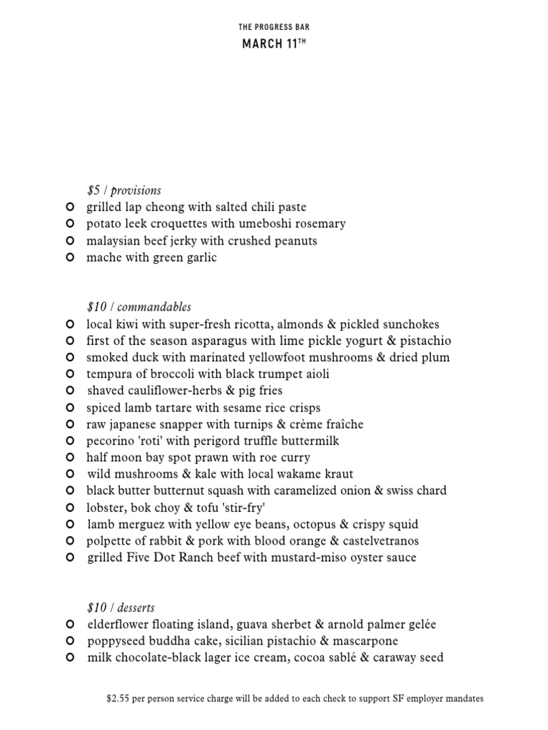 The Progress Bar Menu, March 11 | PDF