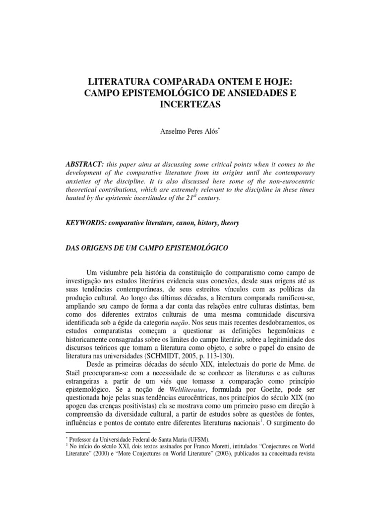 Evolução da Literatura Comparada | PDF | Teoria Literária | América Latina