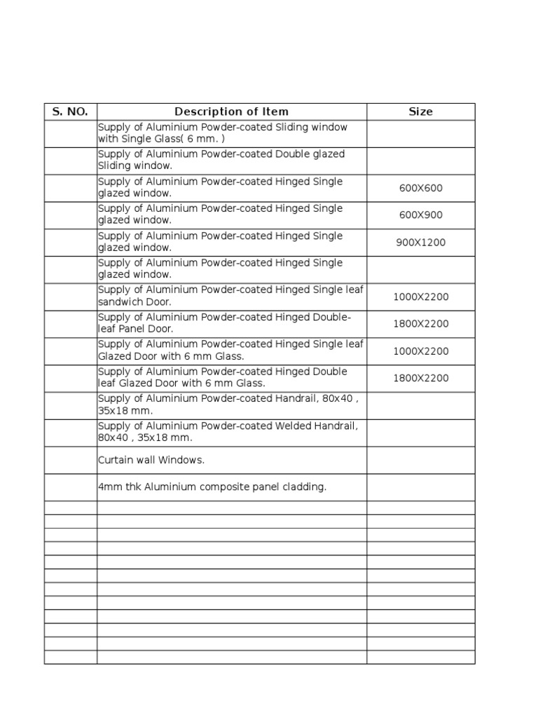 Quotation Format | PDF | Window | Door