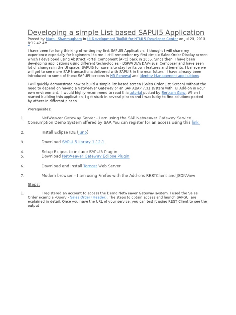 Developing A Simple List Based SAPUI5 Application | PDF | Eclipse (Software) | Web Server