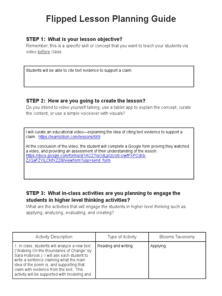 Flipped Lesson Plan: Citing Text Evidence | PDF | Career & Growth