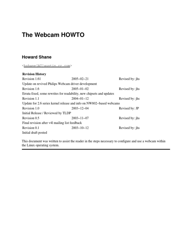 Webcam Howto | PDF | Device Driver | Free Software