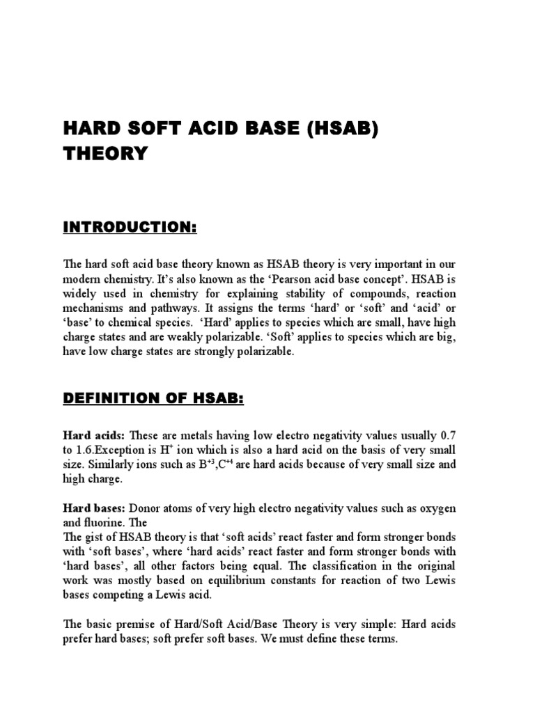HSAB | PDF | Molecules | Chemistry