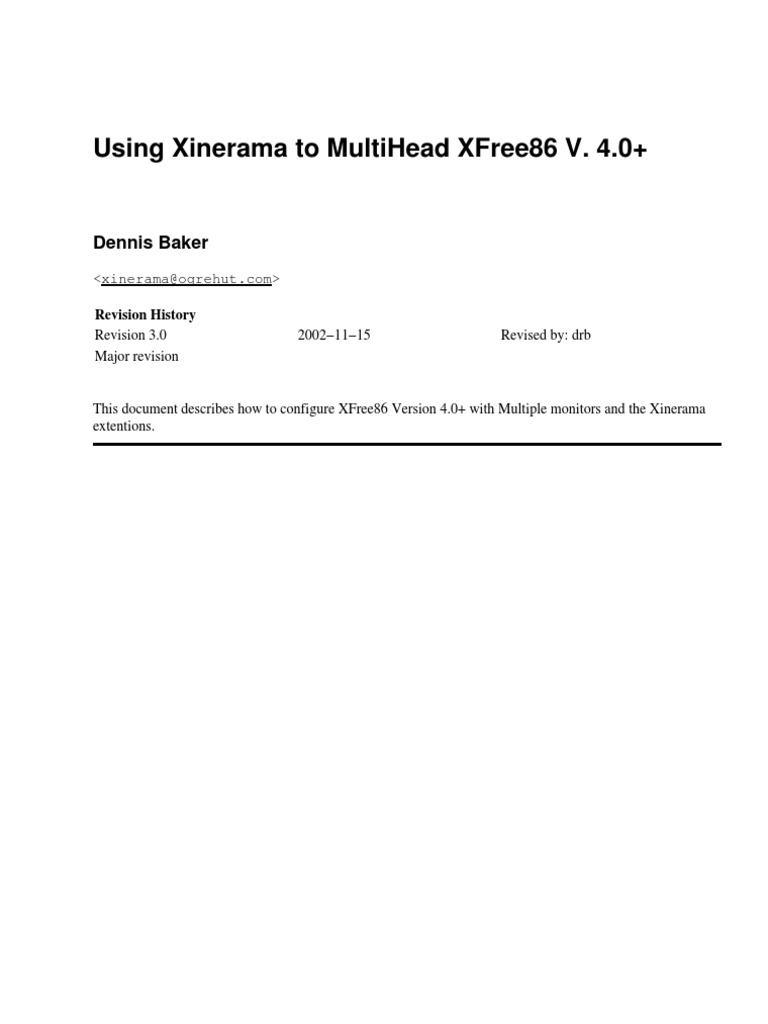 Using Xinerama To Multihead Xfree86 V. 4.0+: Dennis Baker | PDF ...
