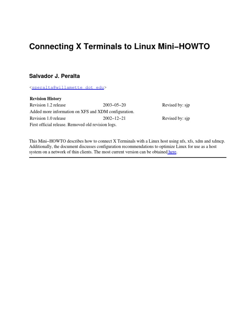 Connecting X Terminals To Linux Mini HOWTO: Salvador J. Peralta | PDF ...