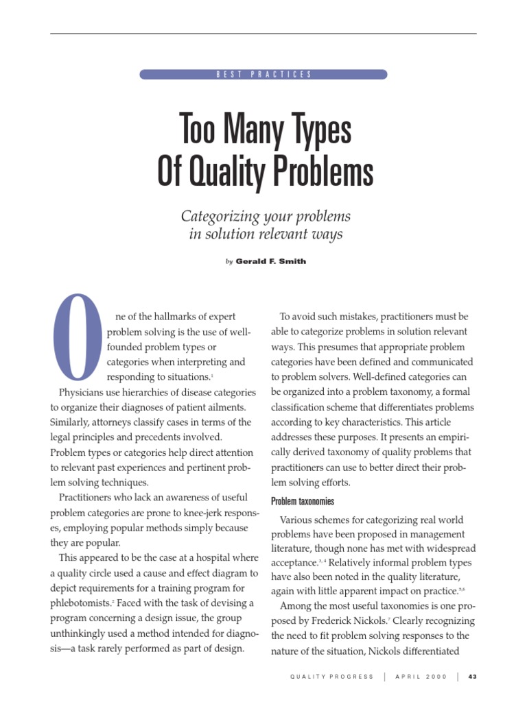 Taxonomy of Quality Problems Explained | PDF | Product Design | Design