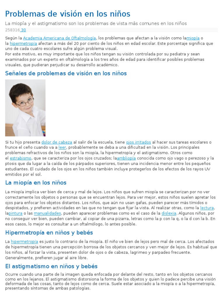 Problemas de Visión en Los Niños | PDF | Ojo humano | Visión