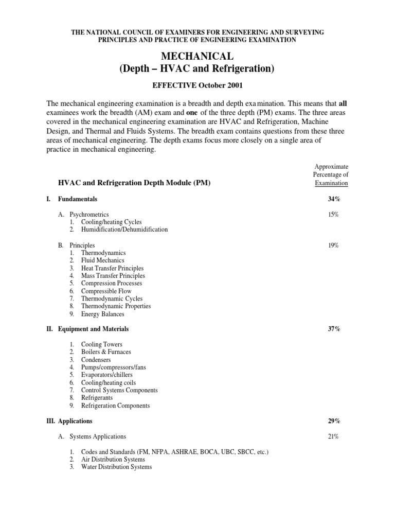 Pe Mechanical Hvac Exam Specs | PDF
