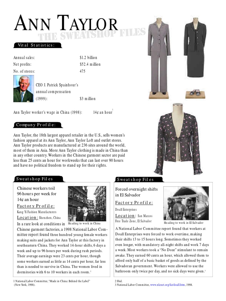 NN Aylor: Vital Statistics | PDF | Sweatshop | Gap Inc.