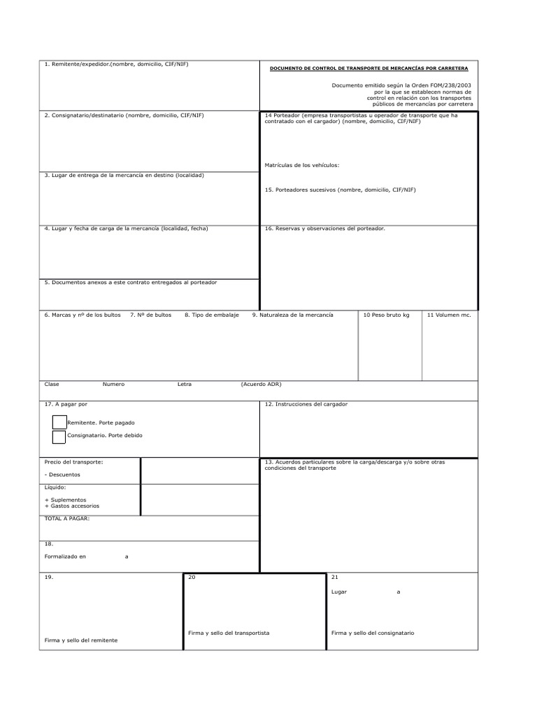 Carta de Porte | PDF