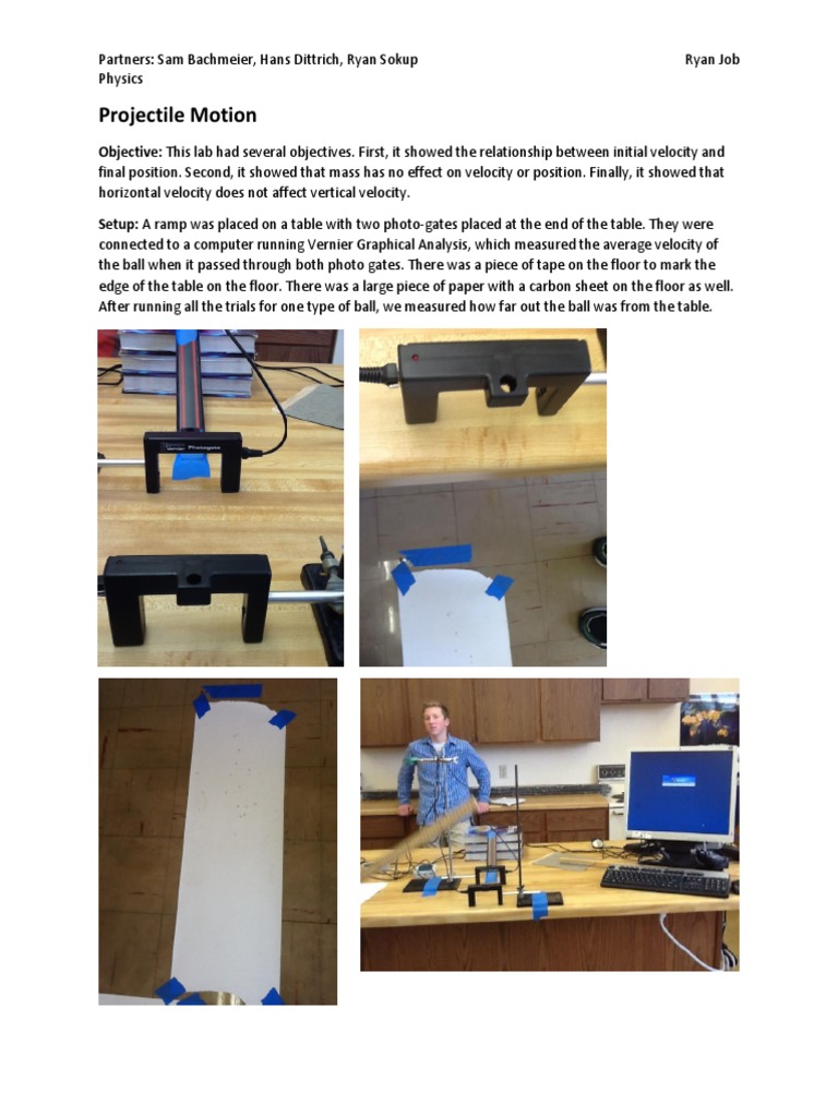 Projectile Motion Lab Report | PDF | Velocity | Slope