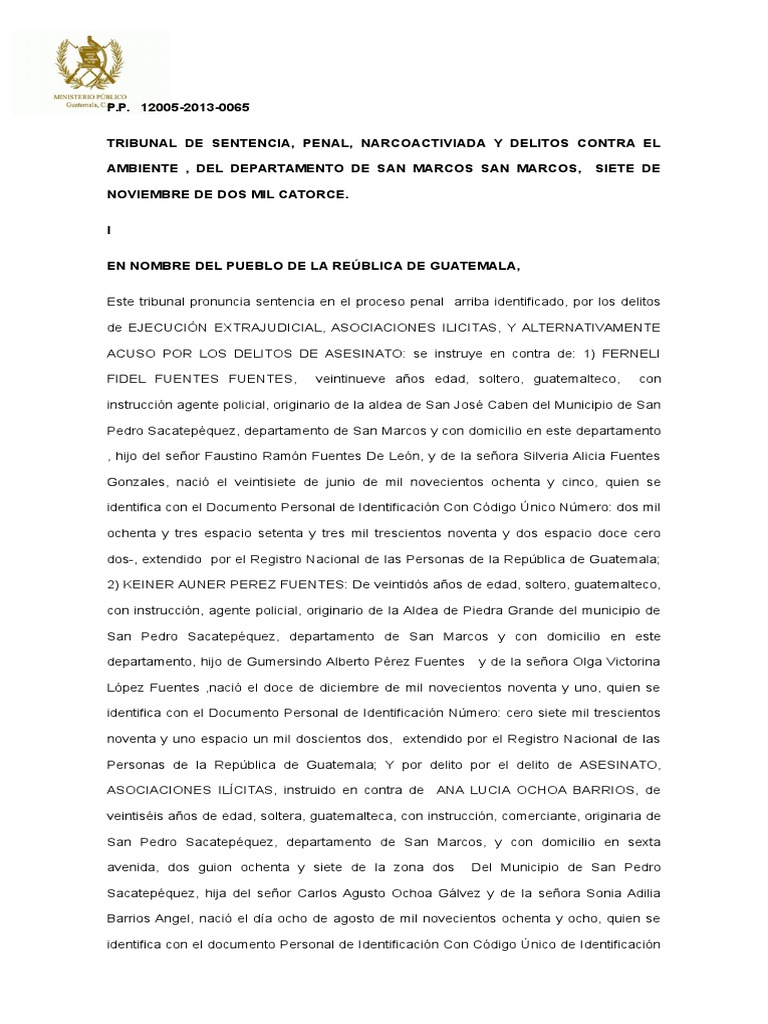 Sentencia | PDF | Guatemala | Derecho penal