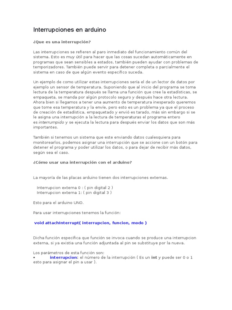 Interrupcion Arduino | PDF | Microcontrolador | Arduino