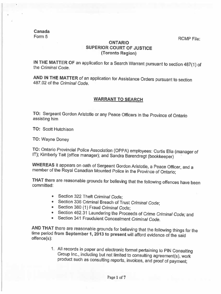 RCMP Warrant 1