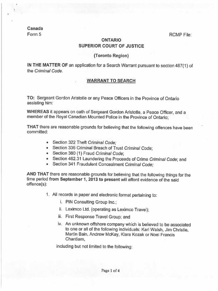 RCMP Warrant 10 | PDF