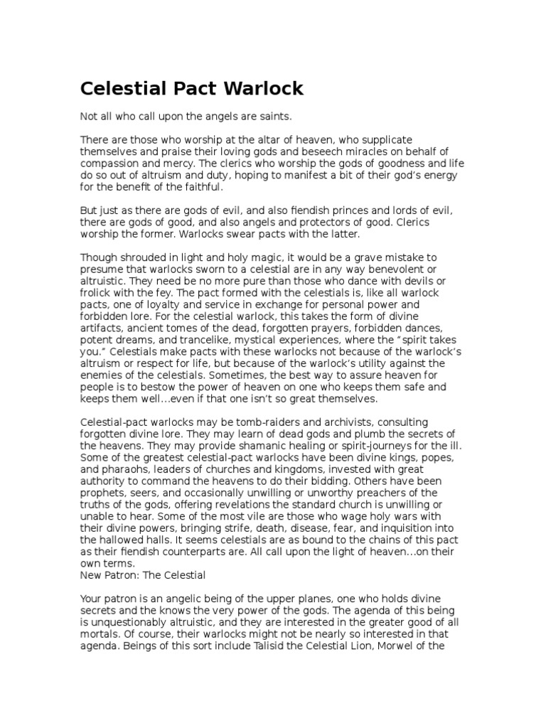Warlock - Celestial Pact | PDF | Religion And Belief