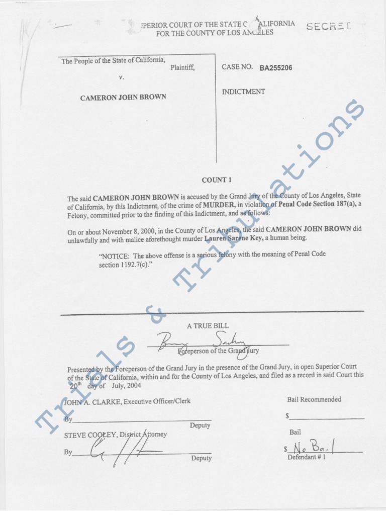 Cameron Brown Charging Document | PDF