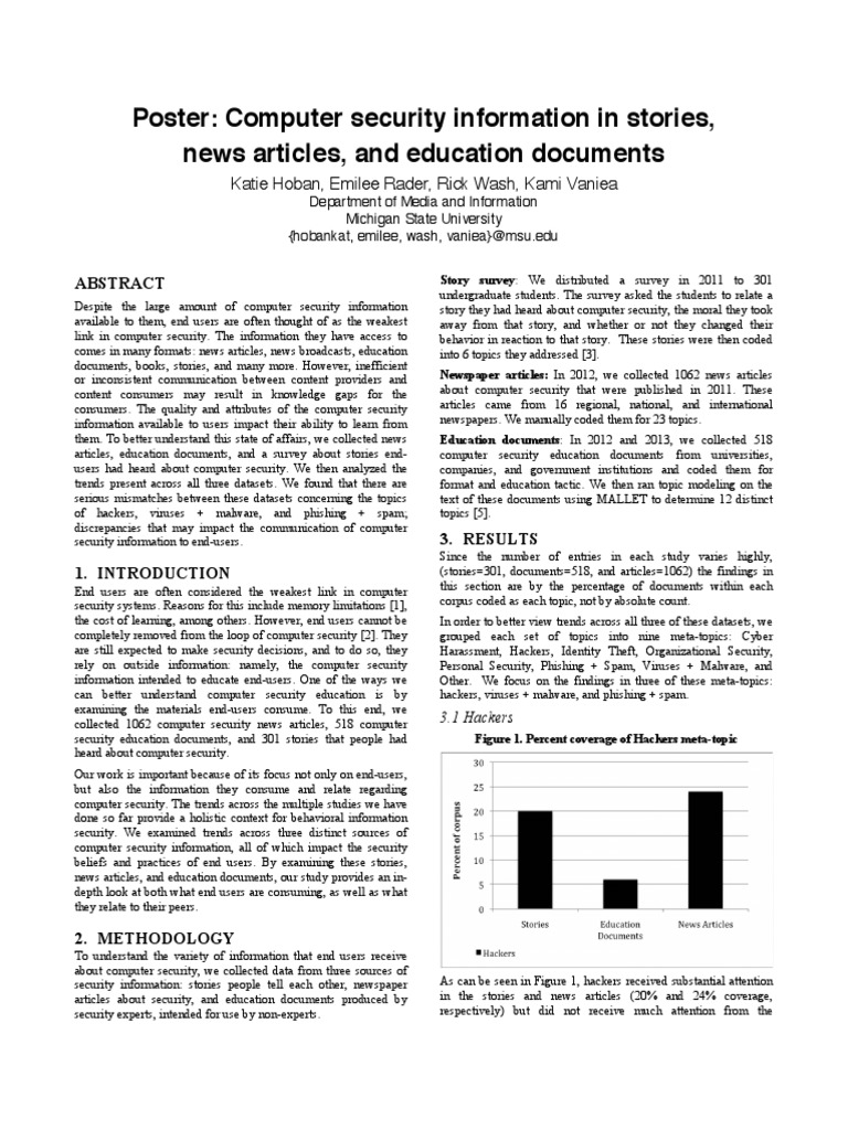 Poster: Computer Security Information in Stories, News Articles, and ...