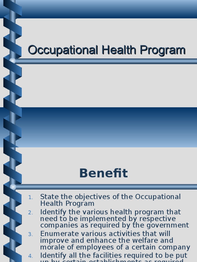 Occupational Health Program | PDF | Occupational Safety And Health ...
