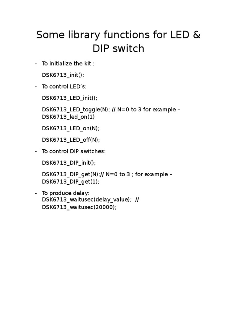 LED & DIP Switch Control Guide | PDF | Teaching Methods & Materials ...