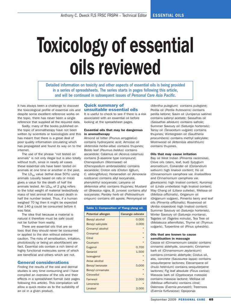 Essential Oils Toxicology | PDF