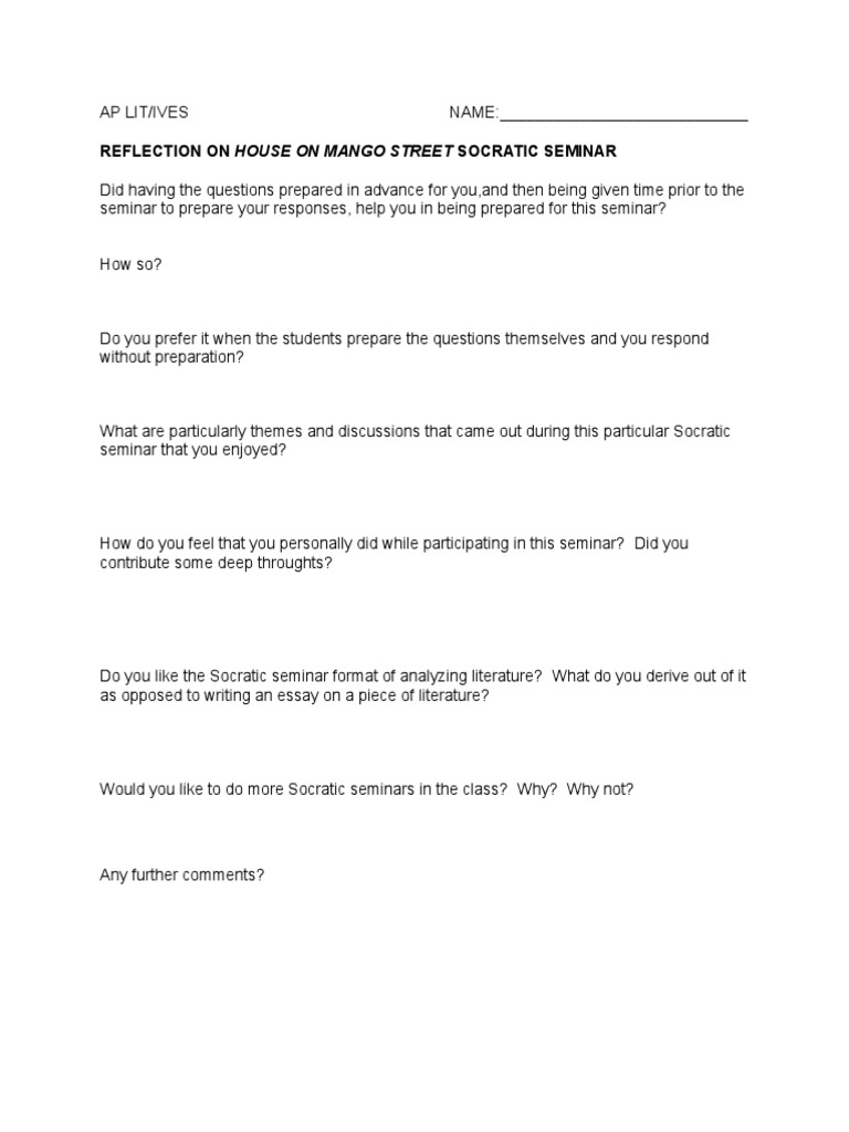 Mango Reflection Post Socratic Seminar | PDF | Career & Growth