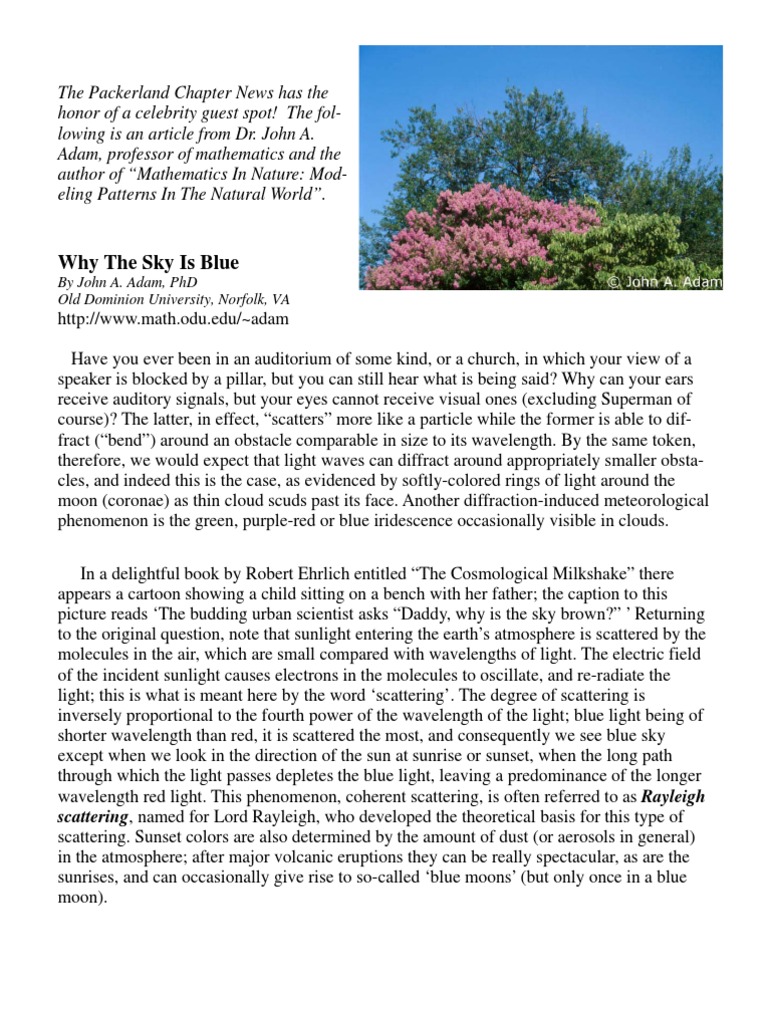 Why Is The Sky Blue? | PDF | Scattering | Atmosphere Of Earth