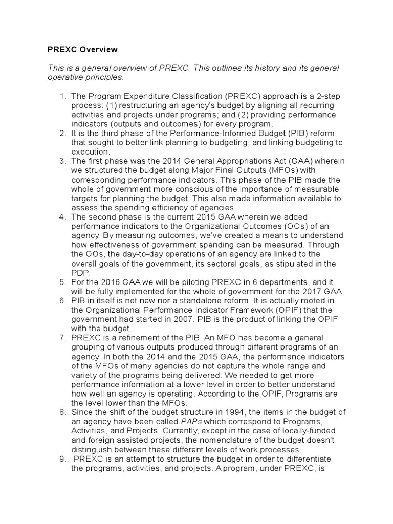 Overview of the Program Expenditure Classification | Performance ...