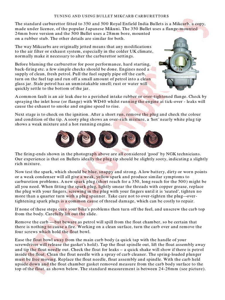 Mikuni Carb Tuning Notes - A4 | PDF | Carburetor | Throttle