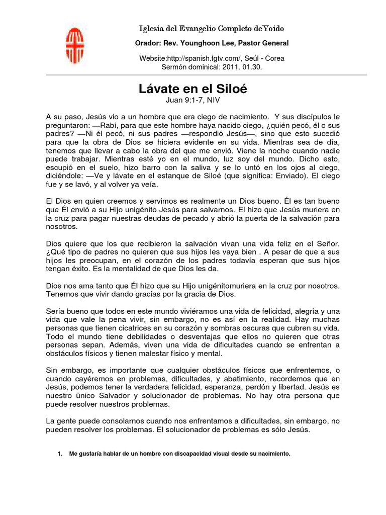 Significado del Estanque de Siloé | PDF | Jesús | Pecado