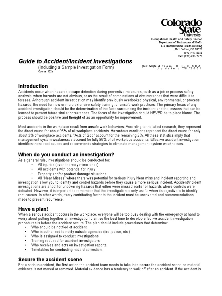 Accident Investigation Form | Traffic Collision | Accidents