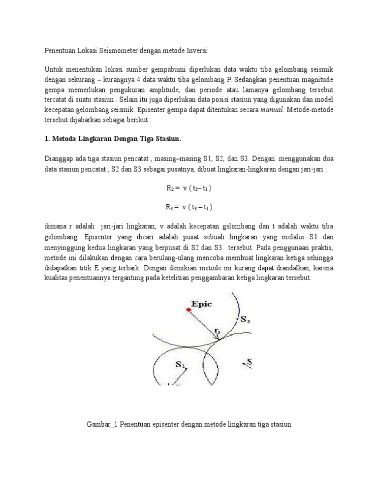 Metode Penentuan Lokasi Gempa Bumi | PDF
