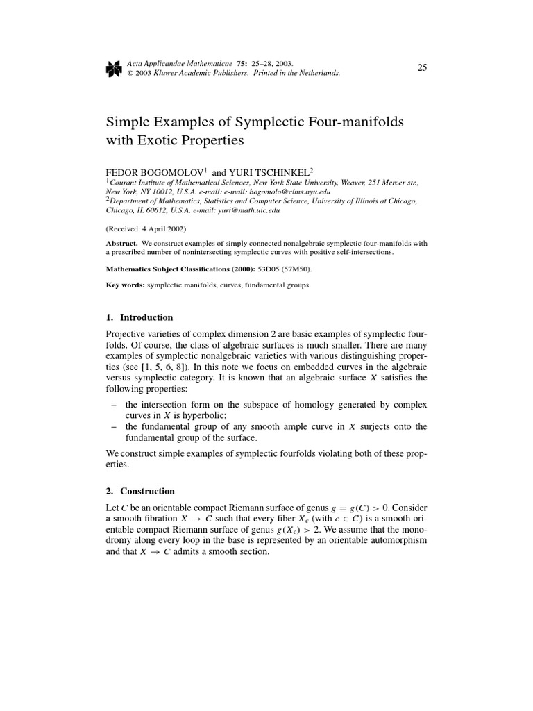 Simple Examples of Symplectic Four-Manifolds With Exotic Properties ...