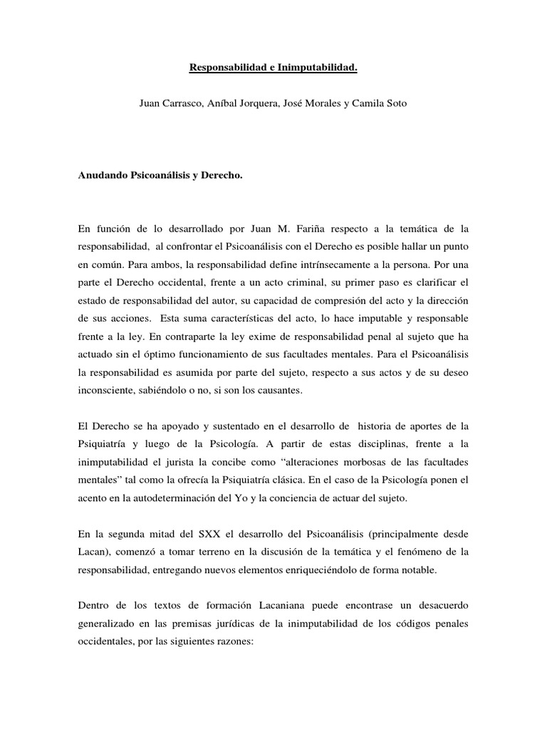Juridica Inimputabilidad y Responsabilidad. | PDF | Derecho penal ...