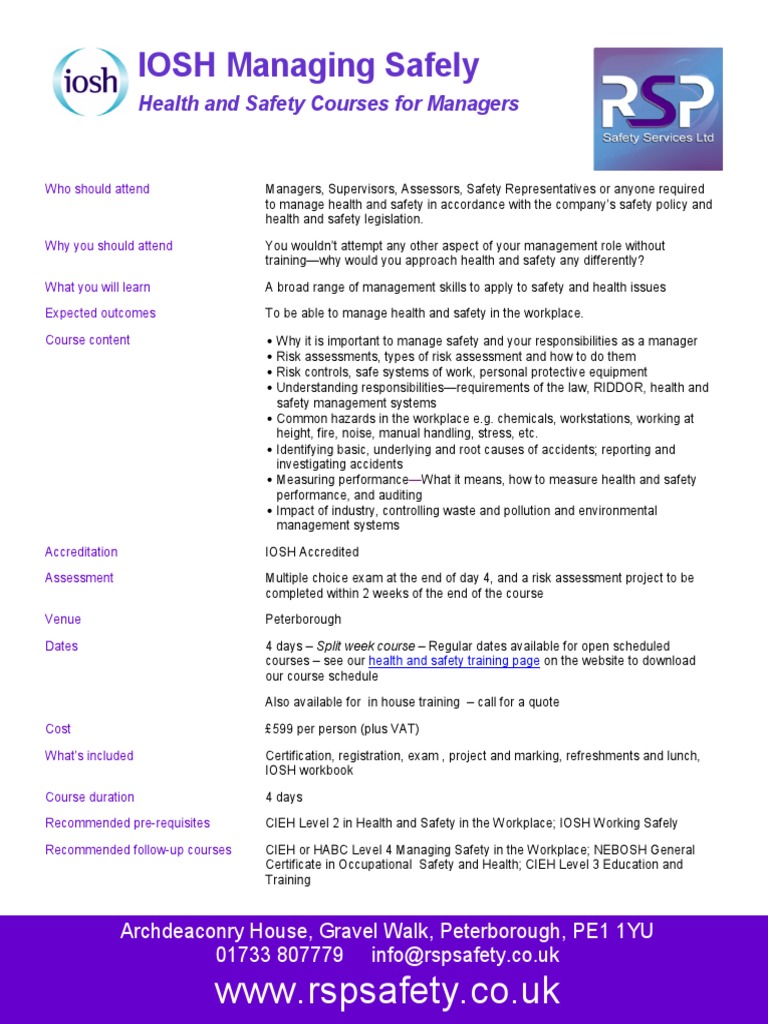 IOSH Managing Safely