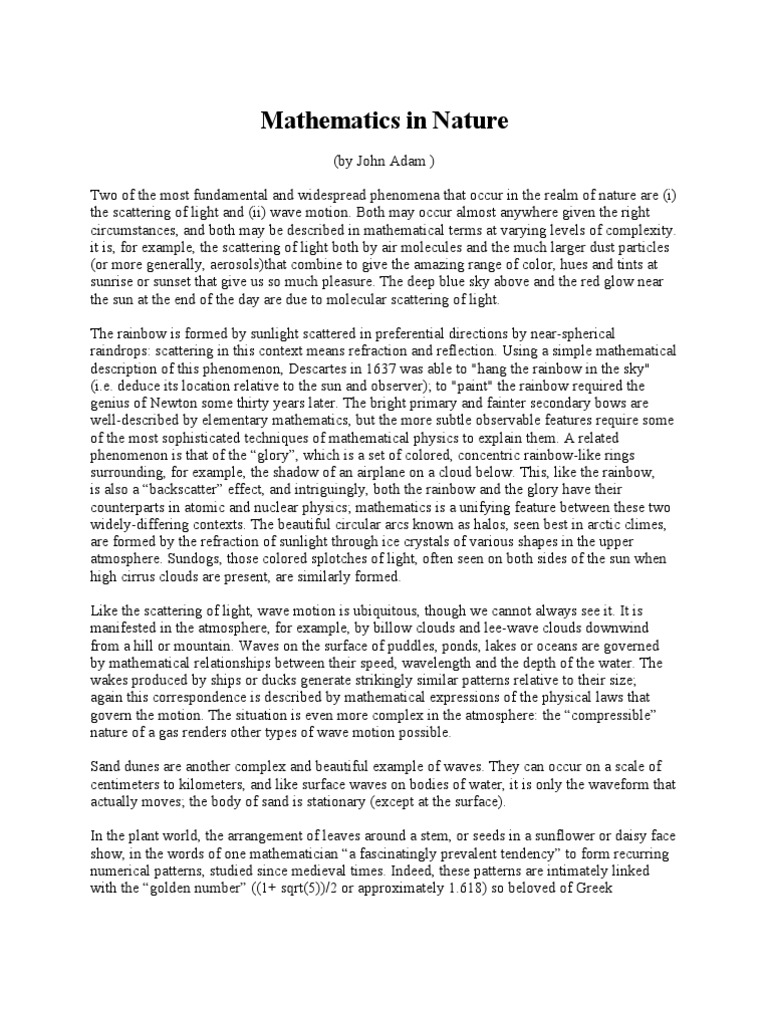 Mathematical Patterns in Nature | PDF | Rainbow | Pattern