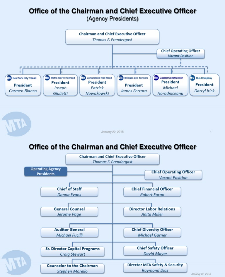 MTA Chairman and CEO Organizational Chart | PDF | Finance & Money ...