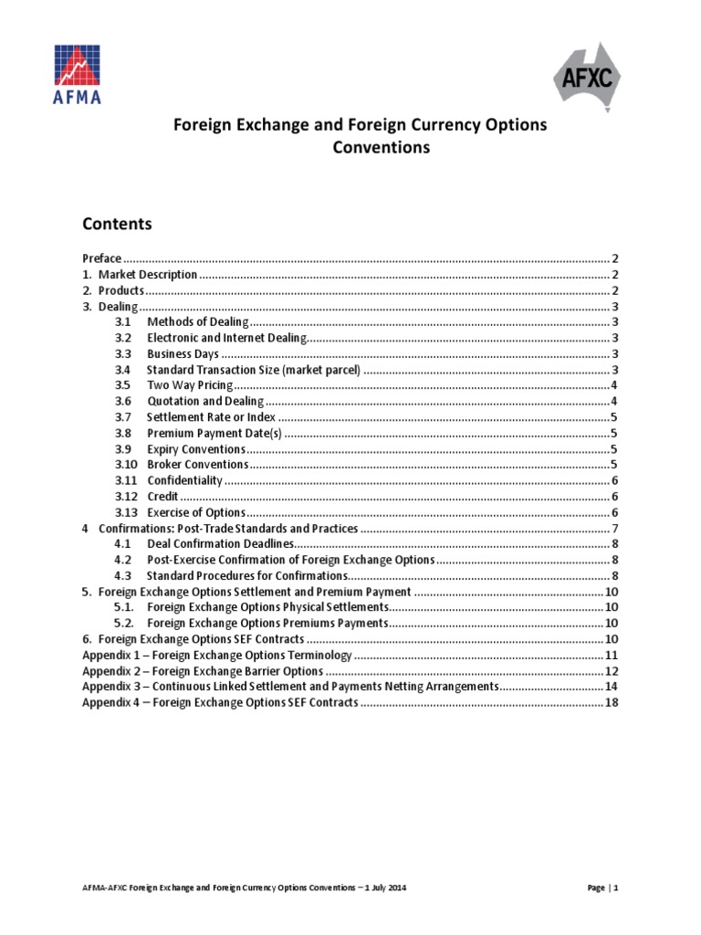 Foreign Exchange and Foreign Currency Options Conventions PDF | PDF ...