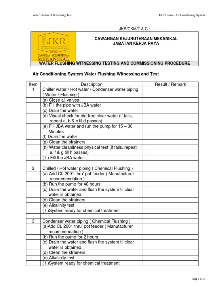 Water Flushing Witnessing and Test | PDF | Water Purification | Water
